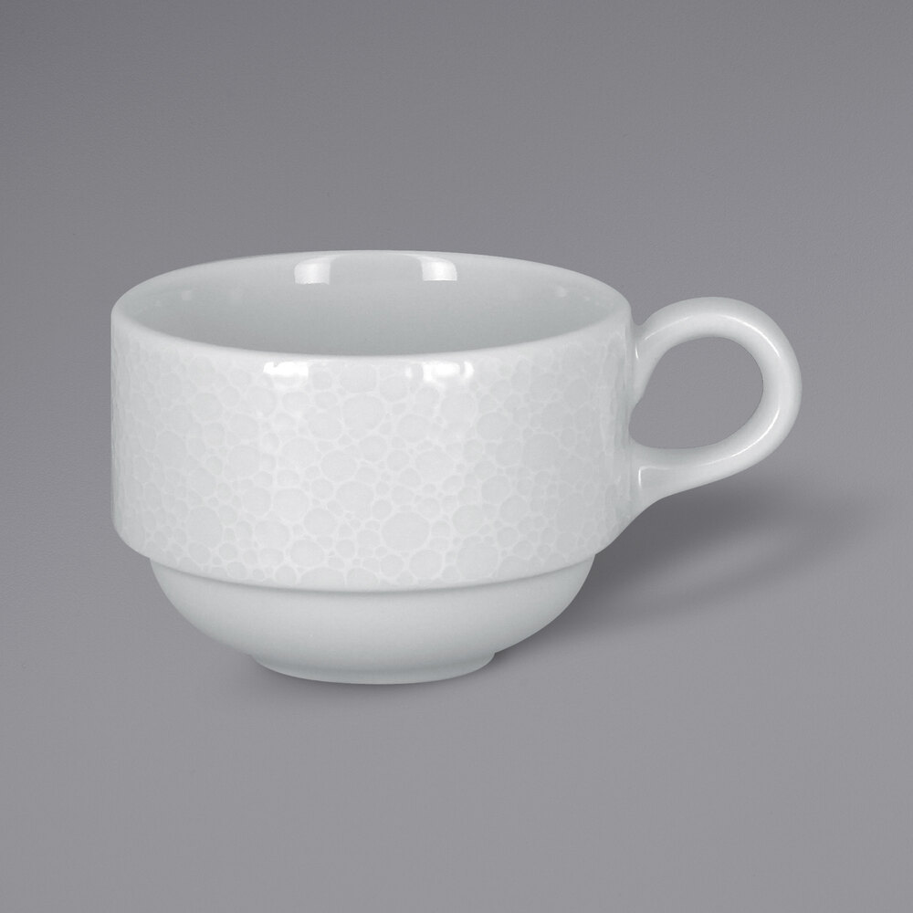 RAK Porcelain Charm 7.8 oz. Bright White Embossed Stackable Porcelain ...