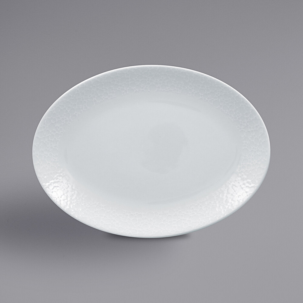 RAK Porcelain Charm 8 1/4" x 5 15/16" Bright White Embossed Oval ...