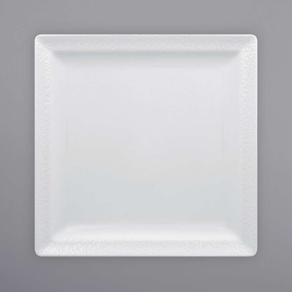RAK Porcelain Charm 9 7/16" Bright White Embossed Square Porcelain ...