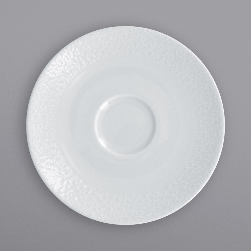 RAK Porcelain Charm 6 5/8" Bright White Embossed Round Porcelain Saucer ...