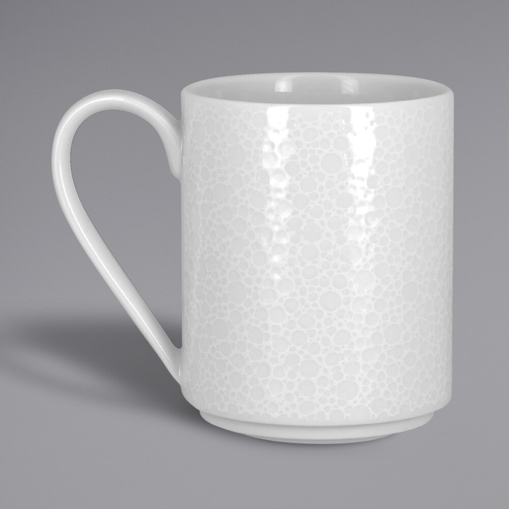 RAK Porcelain Charm 12.15 oz. Bright White Embossed Stackable Porcelain ...
