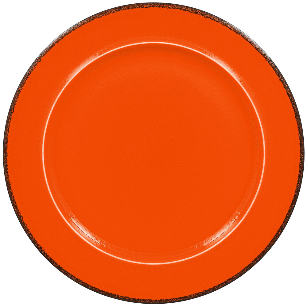 RAK Porcelain FRNOFP28OR Fire 11" Orange Flat Porcelain Plate with Rim ...