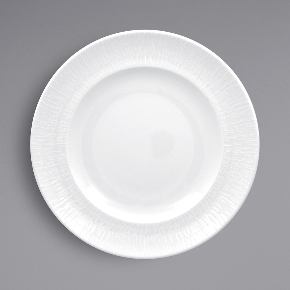 RAK Porcelain Soul 10 5/8" Bright White Embossed Wide Rim Round Flat ...