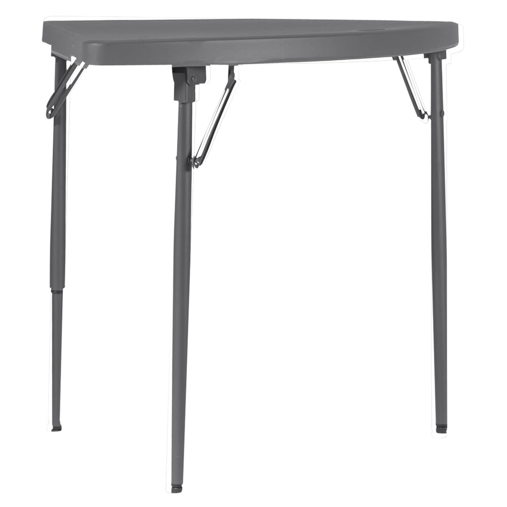ZOWN 60523SGY2E Gray Commercial Blow Molded Resin Corner Folding Table ...