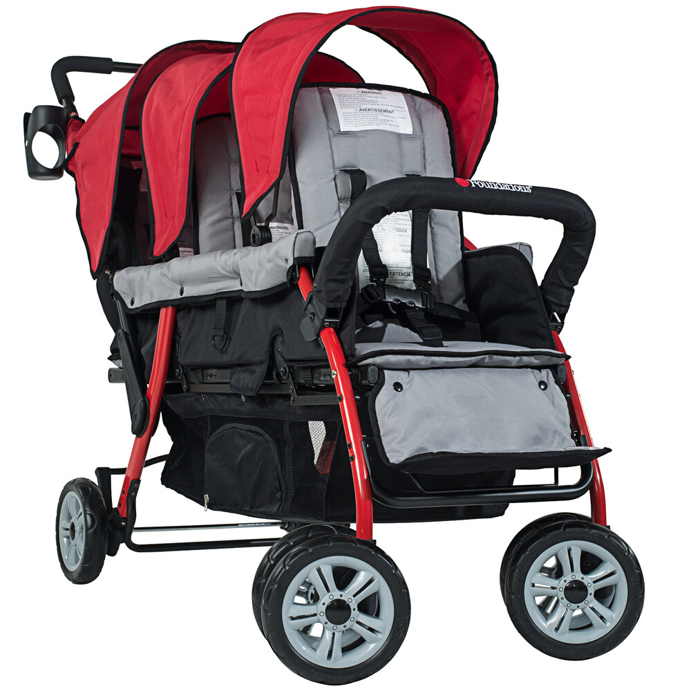 Foundations Triple Stroller - Red 3-Passenger Sport Stroller