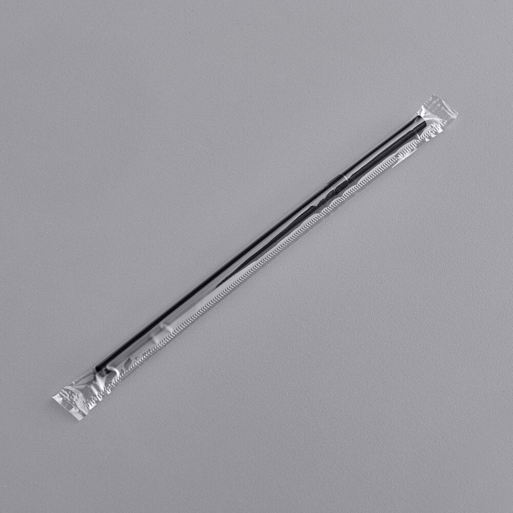 Choice 7 3/4" Jumbo Black Wrapped Flex Straw - 400/Pack