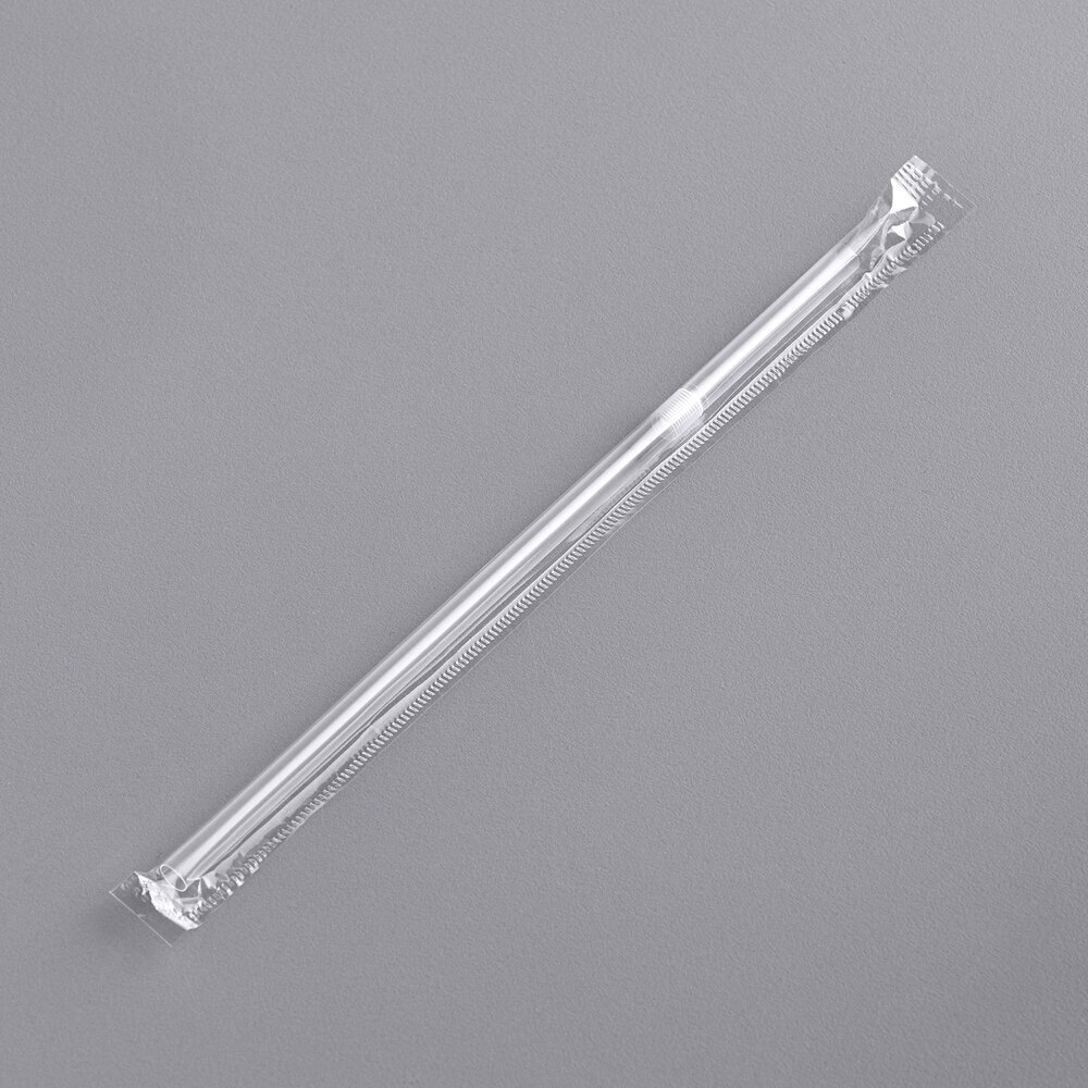Choice 7 3/4" Jumbo Translucent Wrapped Flex Straw - 400/Box