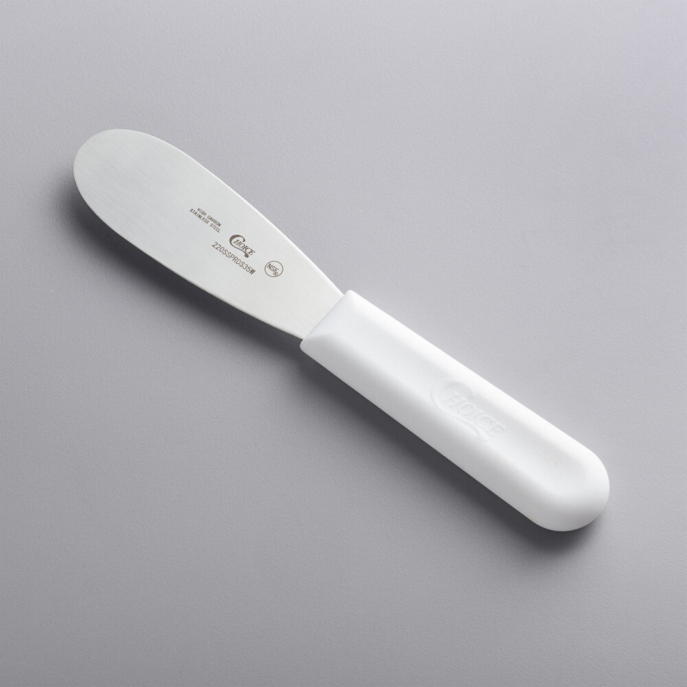 Choice 3 1/2" Smooth Stainless Steel Sandwich Spreader with White ...