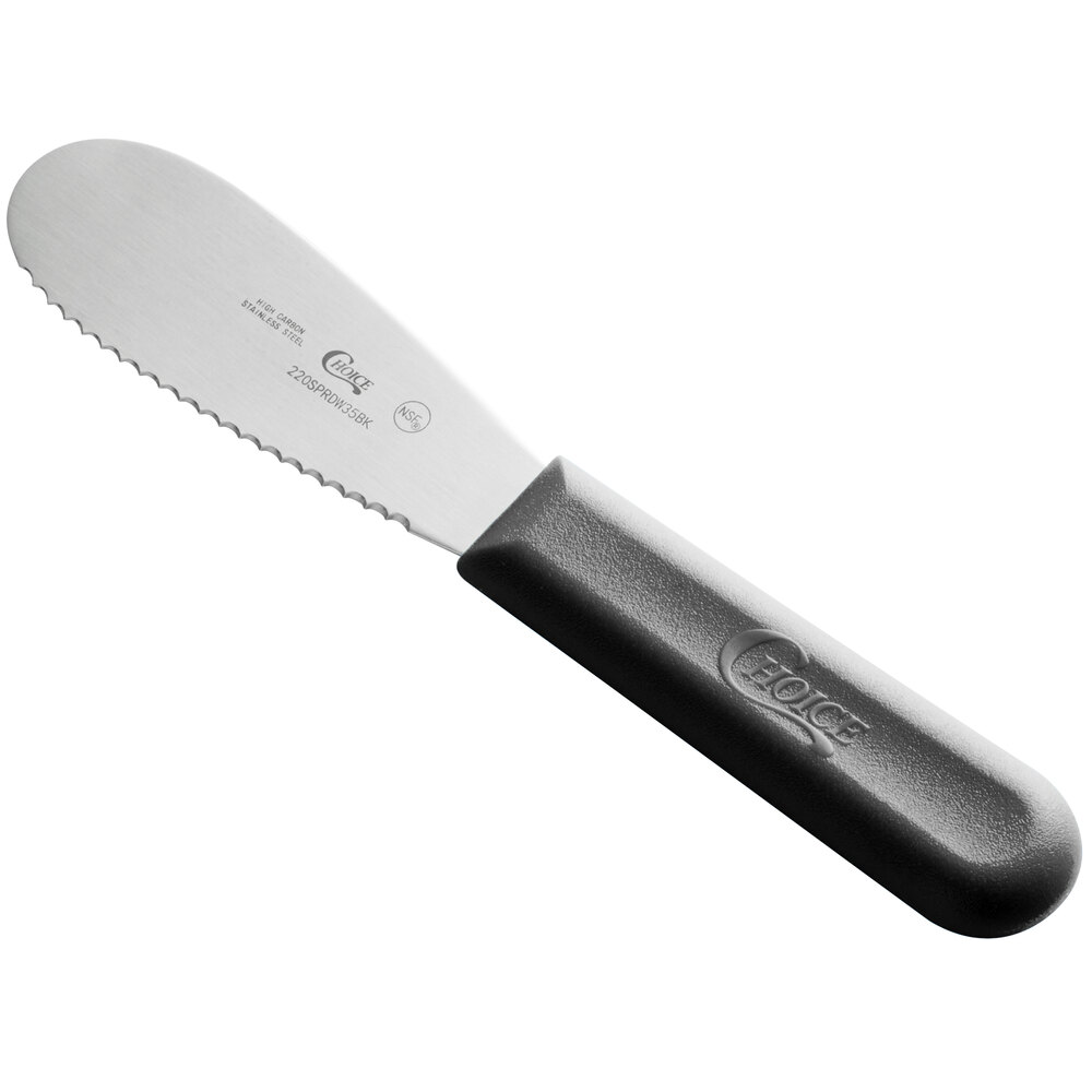 Choice 3 1/2" Scalloped Stainless Steel Sandwich Spreader with Black ...