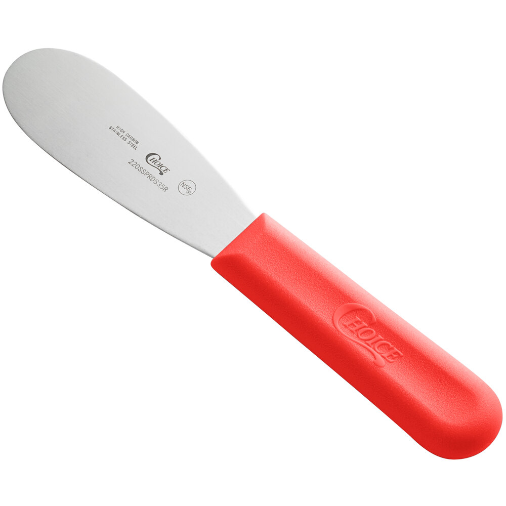 Choice 3 1/2" Smooth Stainless Steel Sandwich Spreader with Red ...