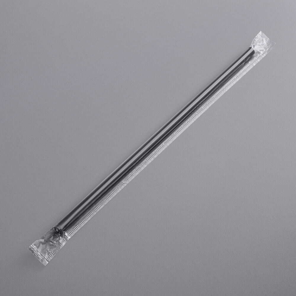 Choice 10" Giant Black Wrapped Straw - 2,000/Case