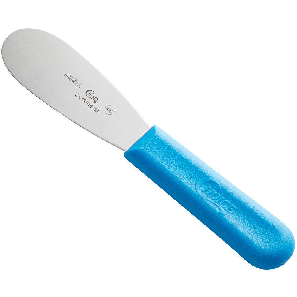 Choice 3 1/2" Smooth Stainless Steel Sandwich Spreader with Blue ...