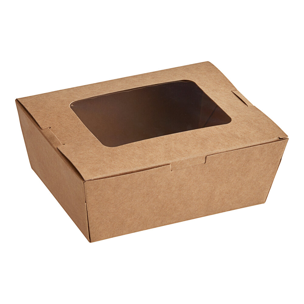Choice 6" x 4 5/8" x 2 3/8" Kraft Folded Paper #8 Take-Out Container ...