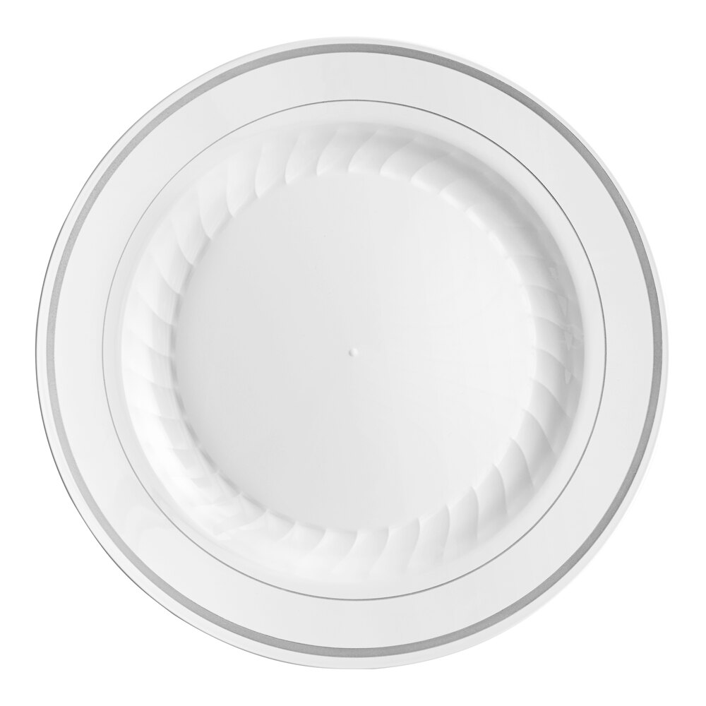 WNA Comet MP9WSLVR 9" White Masterpiece Plastic Plate with Silver ...