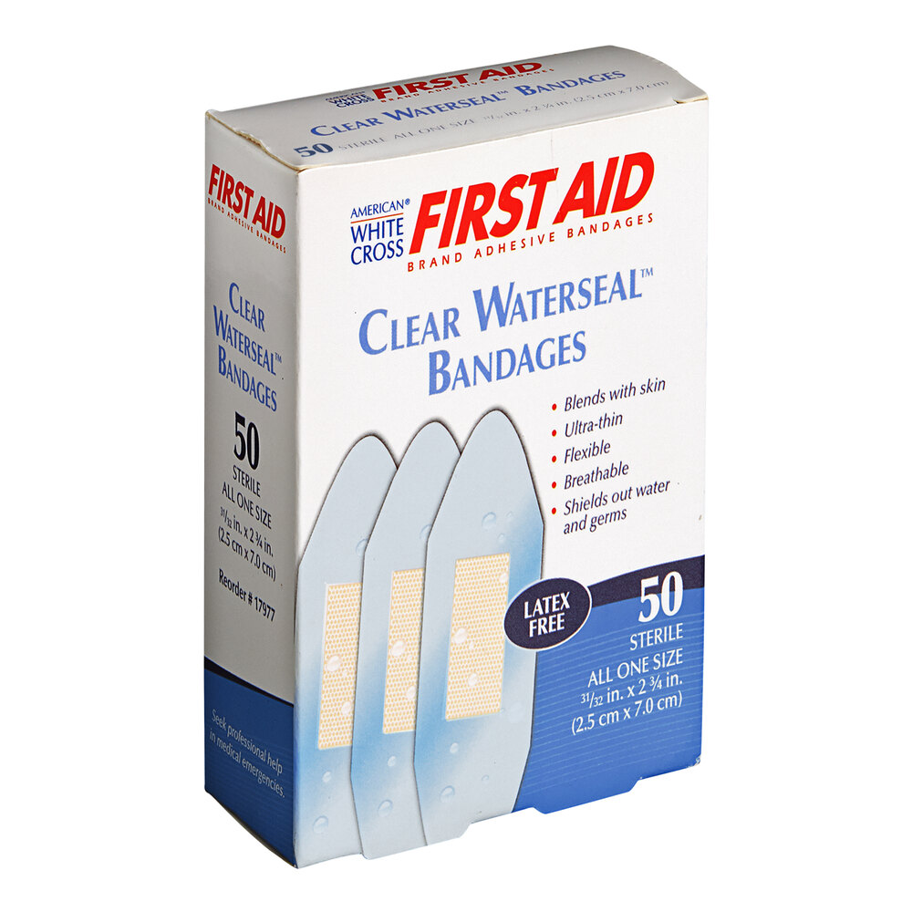 American White Cross Clear Waterseal Bandages - 50/Box