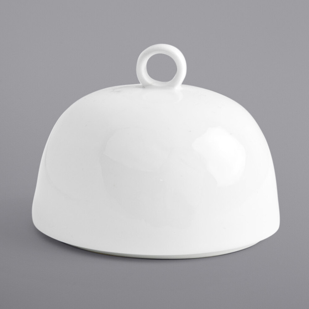 Front of the House Monaco 4 1/4" Bright White Round Porcelain Cloche ...