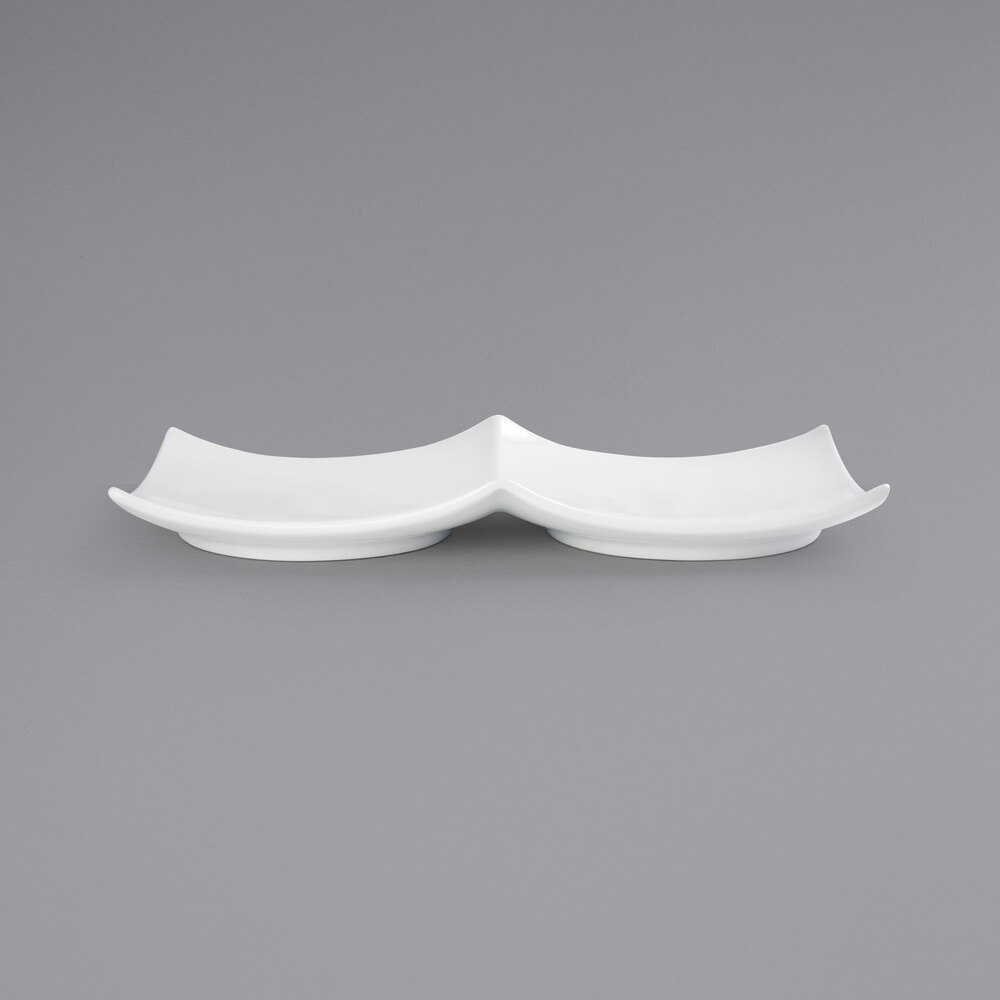 Front of the House Origami 12" x 6" Bright White 2-Compartment ...