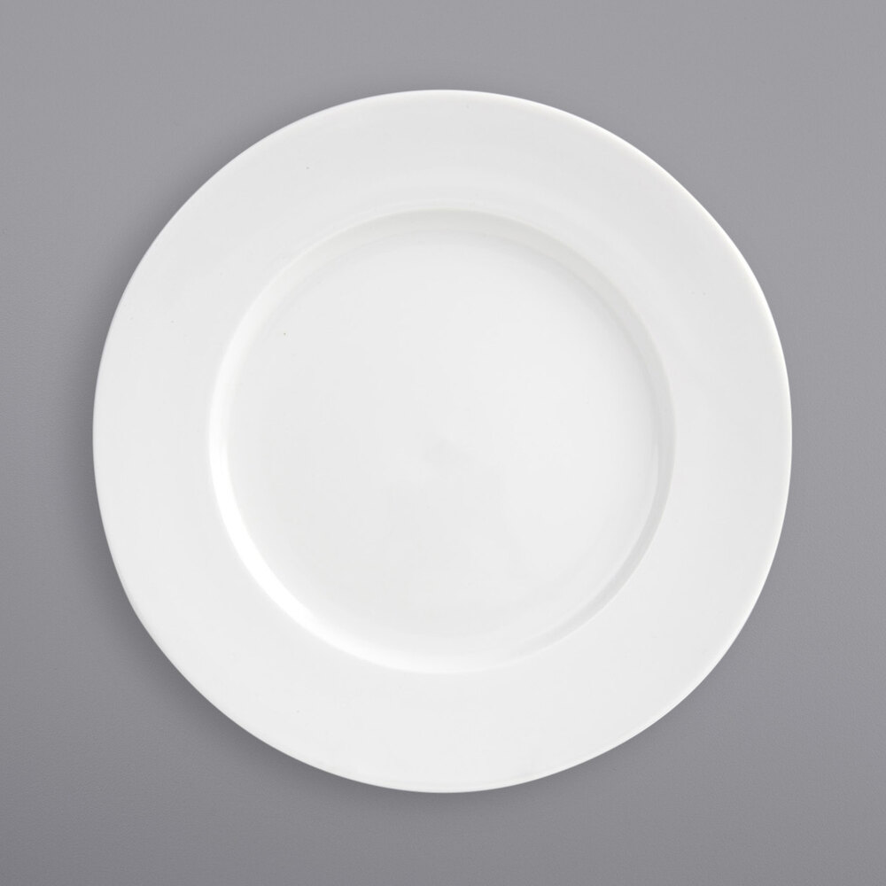 Front of the House Monaco 9" Bright White Wide Rim Round Porcelain ...