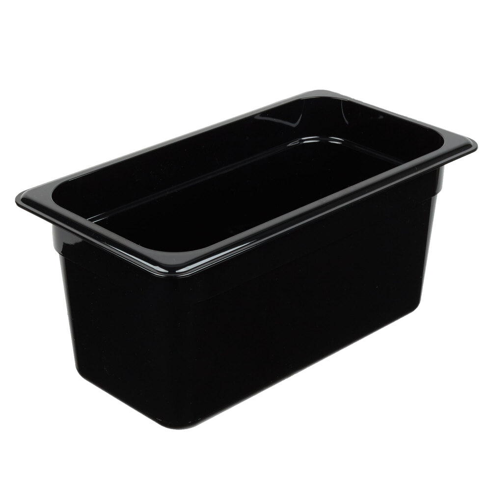 Cambro 36CW110 Camwear 1/3 Size Black Polycarbonate Food Pan - 6" Deep