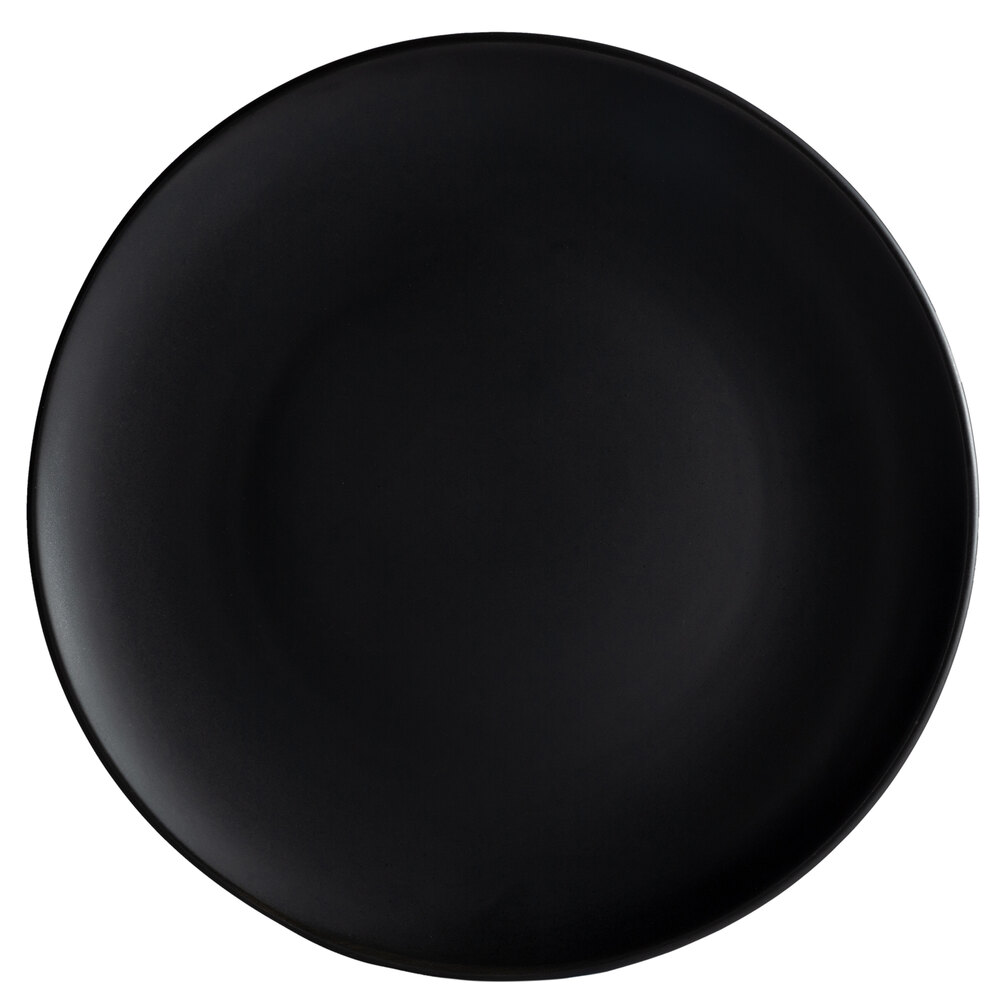 Sample - Acopa 10 1/2" Matte Black Stoneware Coupe Plate