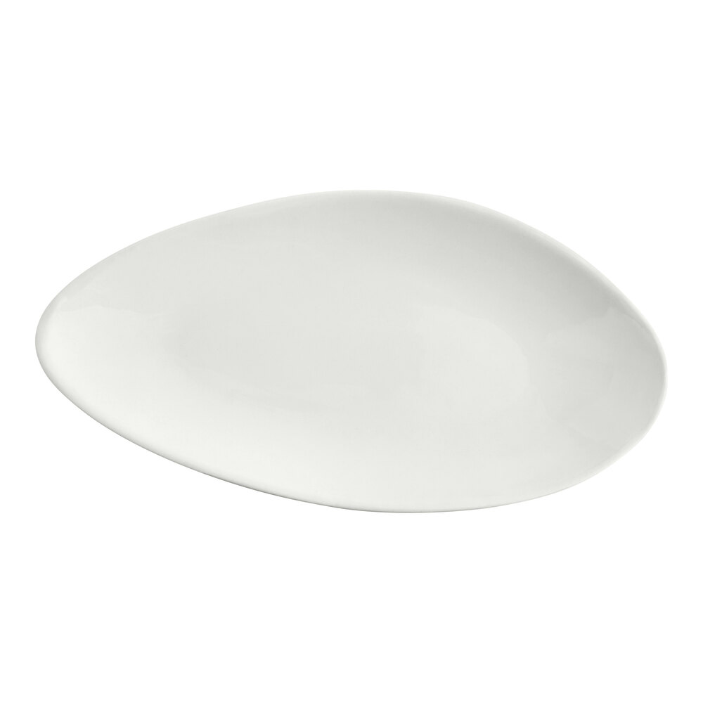 Acopa Nova 9" x 4 1/2" Cream White Slim Triangle Coupe Stoneware Plate ...