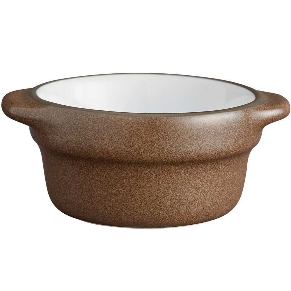 Acopa Embers 2.5 oz. Hickory Brown Matte Stoneware Sauce Cup - Sample