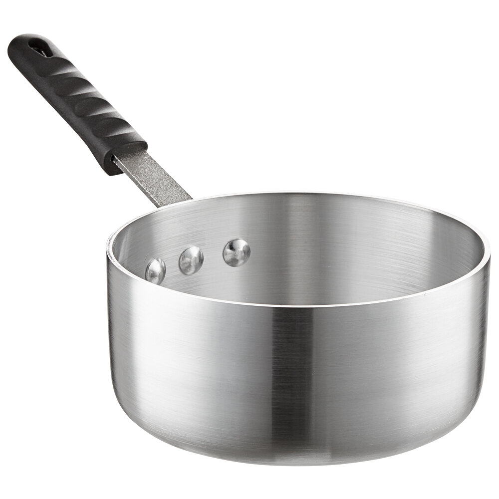 Choice 2.5 Qt. Straight Sided Heavy-Duty Aluminum Sauce Pan with Black ...