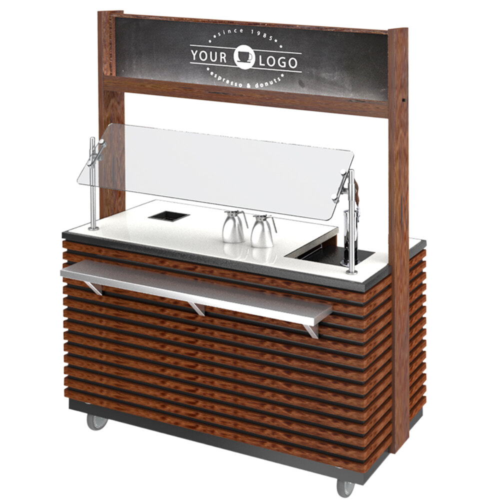 Astra CCHS3072 Customizable Hardwood Slat Espresso Machine Cart
