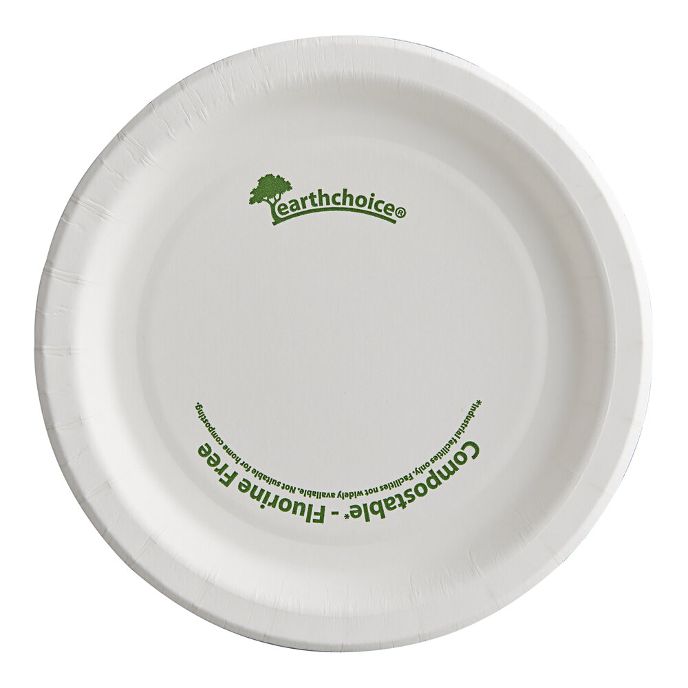 Pactiv PSP06EC EarthChoice Pressware 6" White Compostable Paper Plate ...