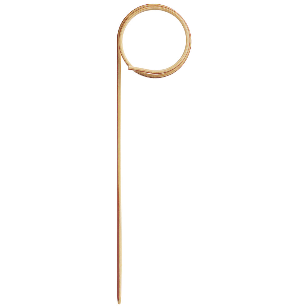 EcoChoice 3 1/2" Red Bamboo Loop Food Pick / Skewer - 100/Bag