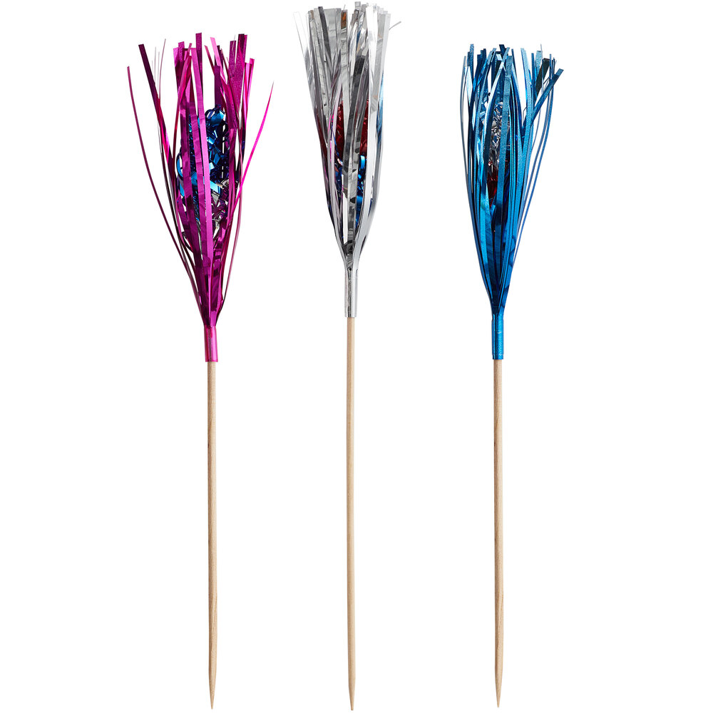 Choice 6" Sparkler Food Pick with Assorted Colors - 100/Bag