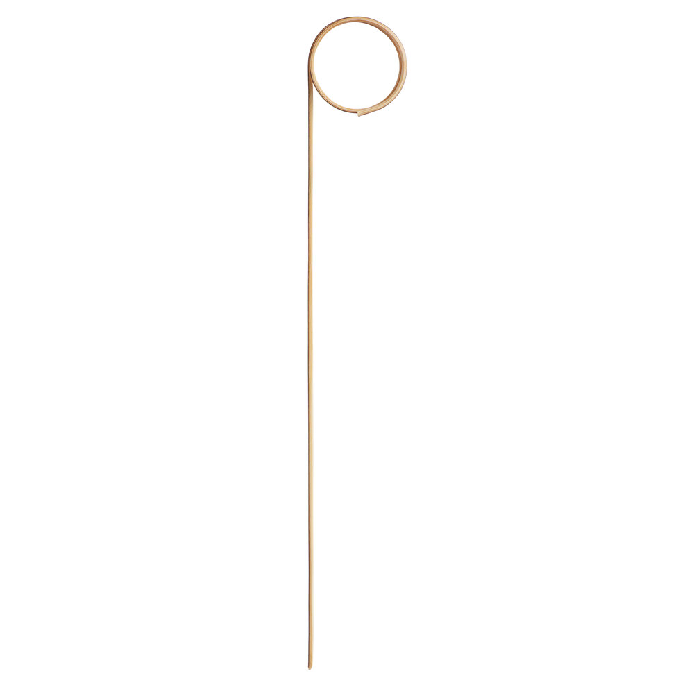 EcoChoice 6" Black Bamboo Loop Food Pick / Skewer - 100/Bag