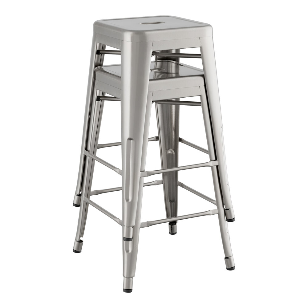 Lancaster Table & Seating Alloy Series Silver Indoor Backless Counter ...