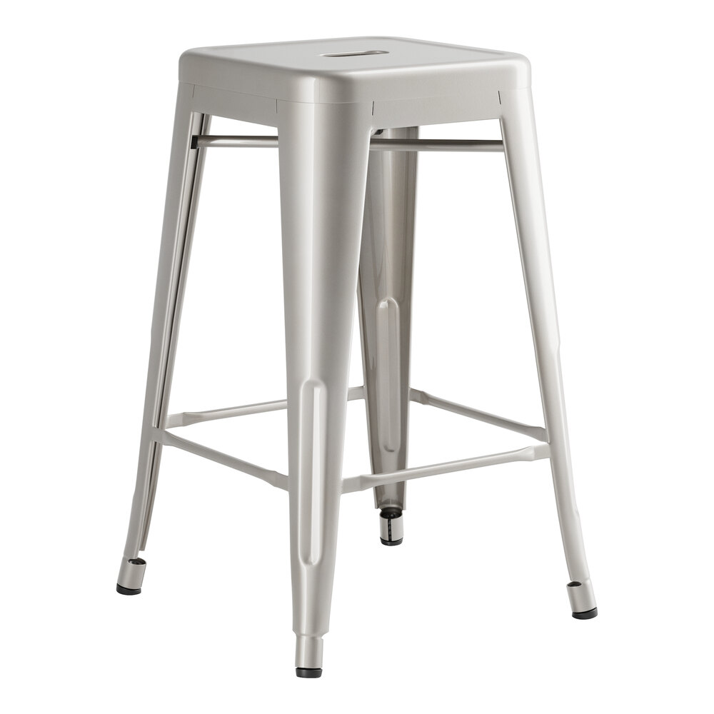 Lancaster Table & Seating Alloy Silver Indoor Backless Counter Height Stool