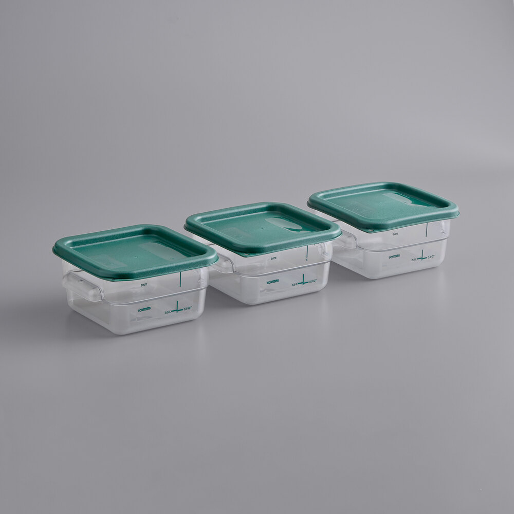 Carlisle 2 Qt. Clear Square Polycarbonate Food Storage Container and ...