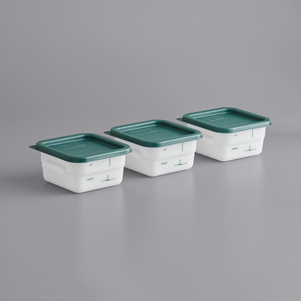 Carlisle 2 Qt. White Square Polyethylene Food Storage Container and ...