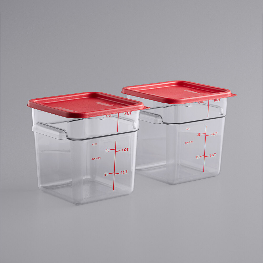Carlisle 8 Qt. Clear Square Polycarbonate Food Storage Container and ...