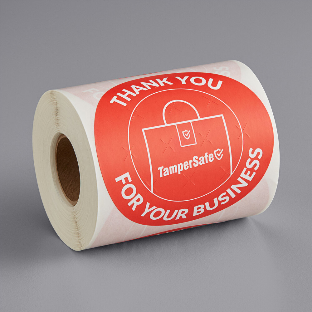 Choice TamperSafe 3" Thank You For Your Business Round Red Paper Tamper ...