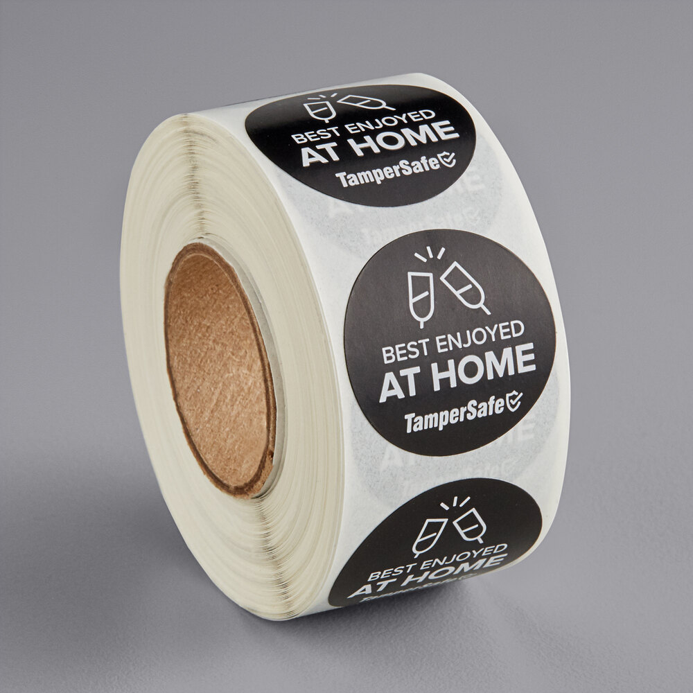 Choice TamperSafe 1" Best Enjoyed At Home Black Paper Tamper-Evident ...