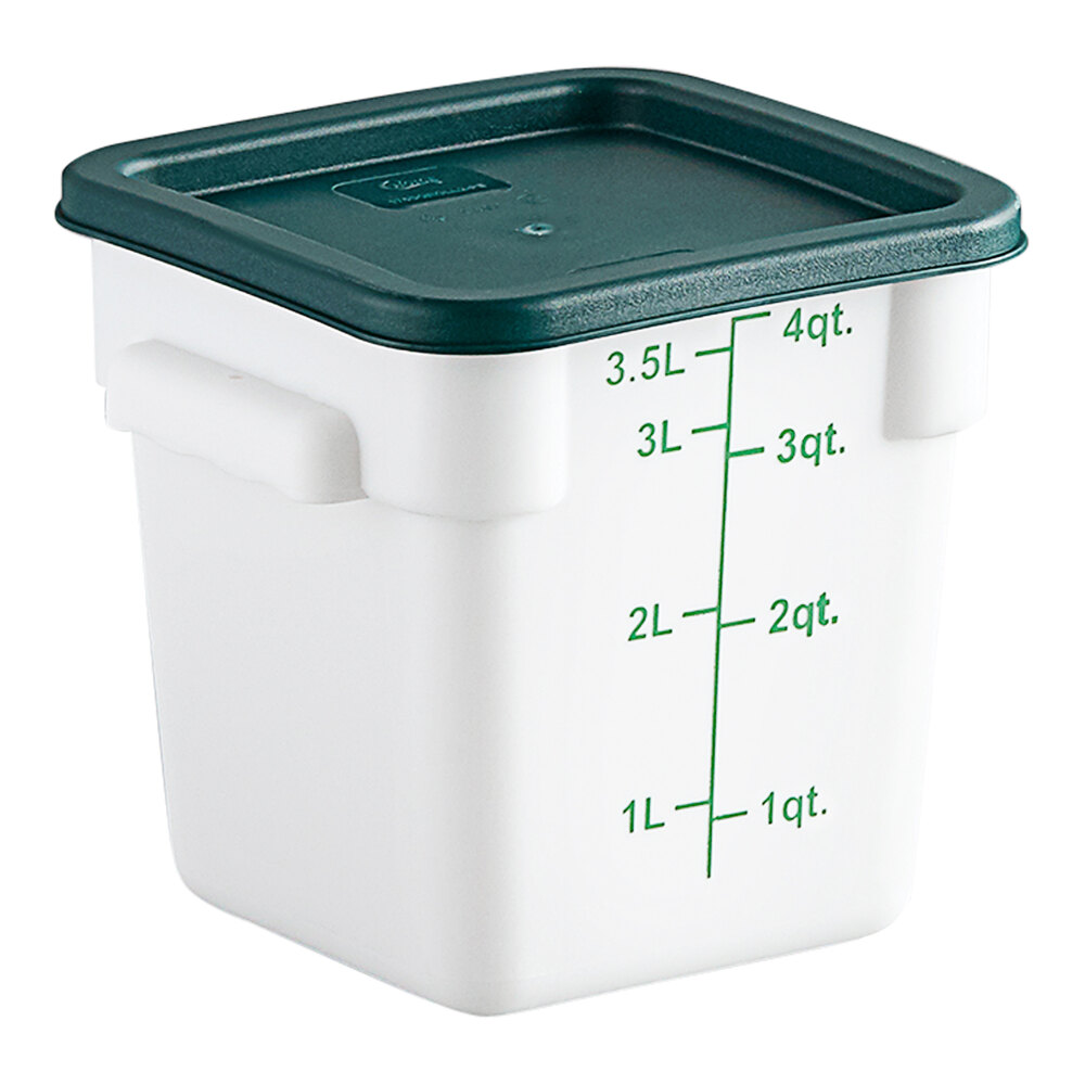 Choice 4 Qt. White Square Polypropylene Food Storage Container and ...