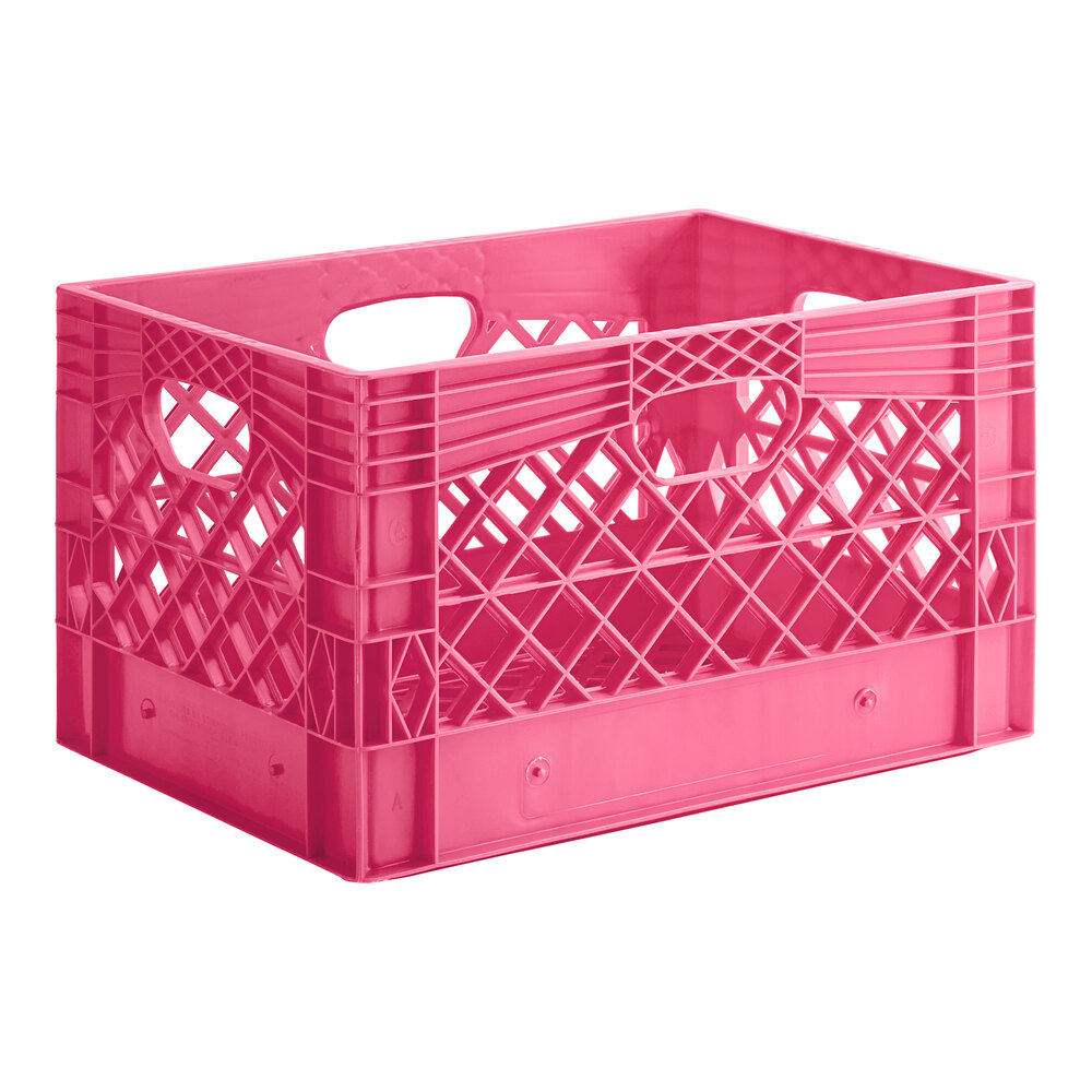 Pink 24 Qt. Rectangular Milk Crate - 18 3/4" x 13" x 11"