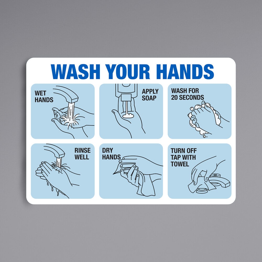 "Wash Your Hands" Engineer-Grade Reflective Blue / Black Aluminum Sign ...