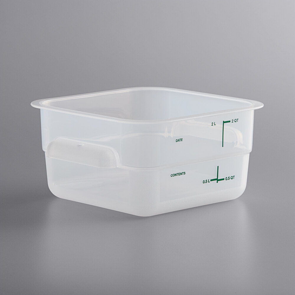 Vigor 2 Qt. Translucent Square Polypropylene Food Storage Container