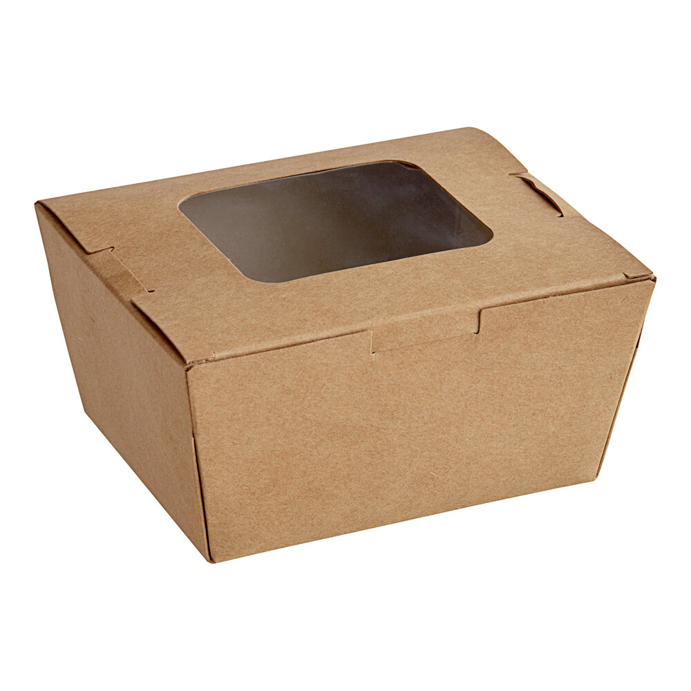 Choice Kraft Folded Paper #1 Take-Out Container with Window 4 3/8" x 3 ...