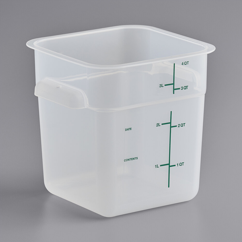Vigor 4 Qt. Translucent Square Polypropylene Food Storage Container