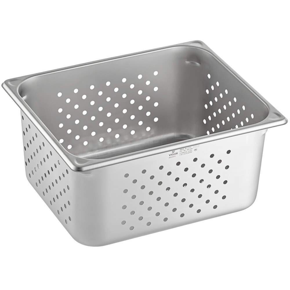 Vigor 1/2 Size 6" Deep Anti-Jam Perforated Stainless Steel Steam Table ...