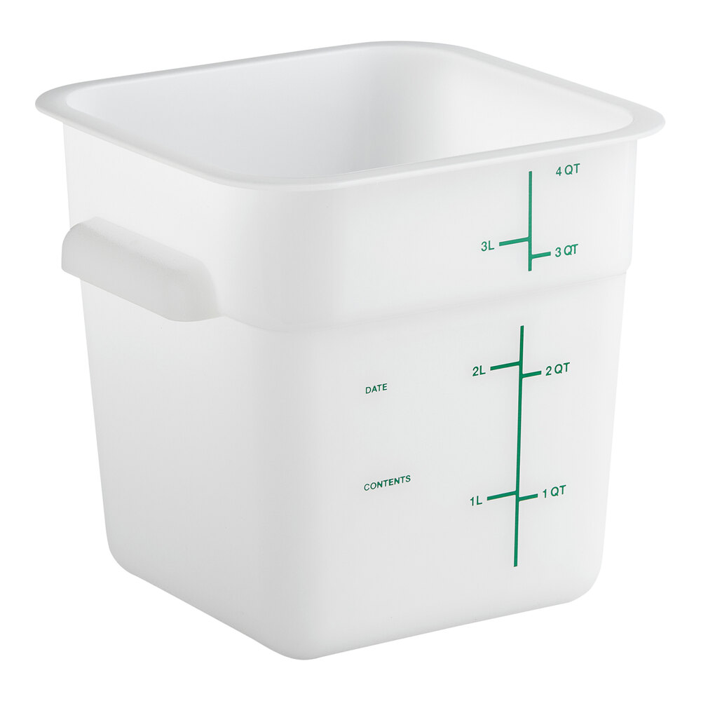Carlisle 4 Qt. White Square Polyethylene Food Storage Container