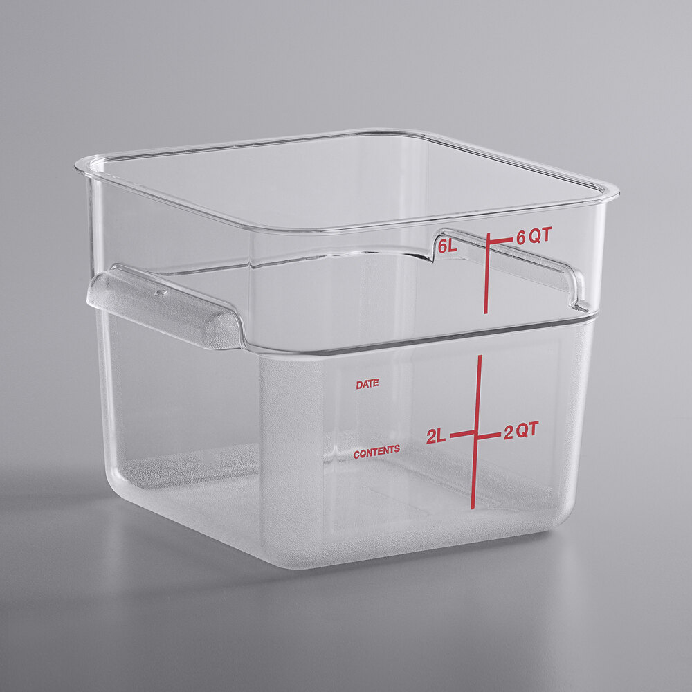 Carlisle 6 Qt. Clear Square Polycarbonate Food Storage Container