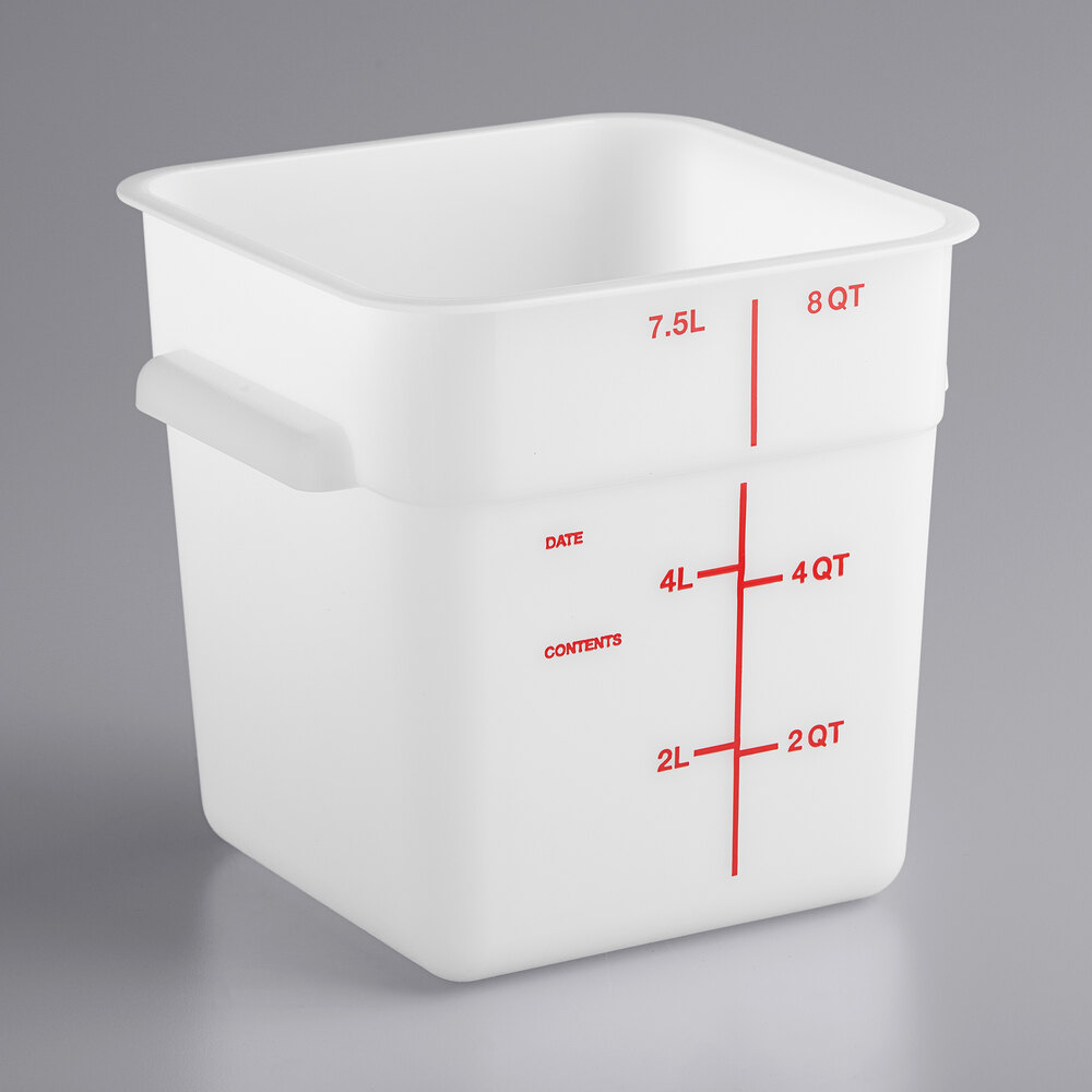 Carlisle 8 Qt. White Square Polyethylene Food Storage Container