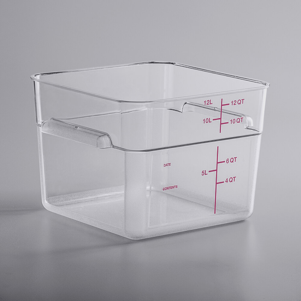 Carlisle 12 Qt. Allergen-Free Clear Square Polycarbonate Food Storage ...